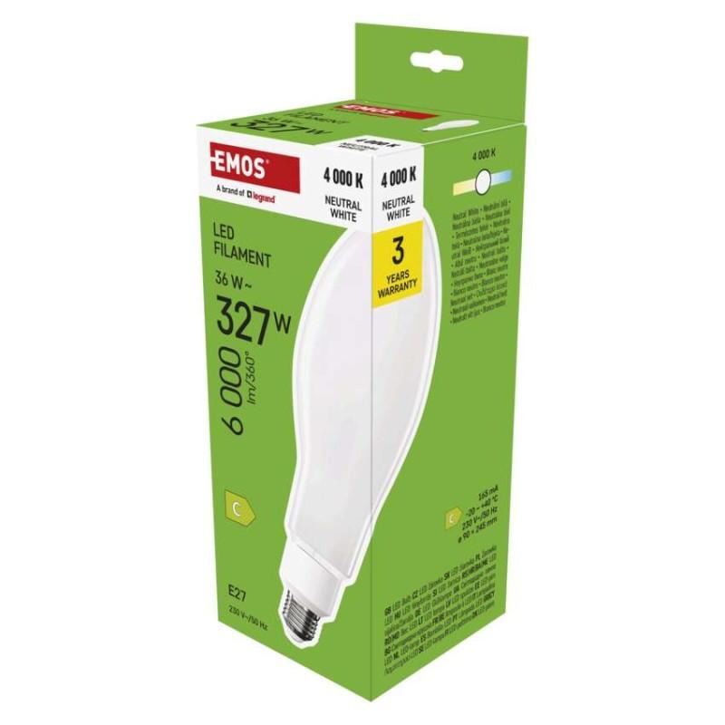 LED žárovka Emos Filament ED90, E27, 36 W (327 W), neutrální bílá ...